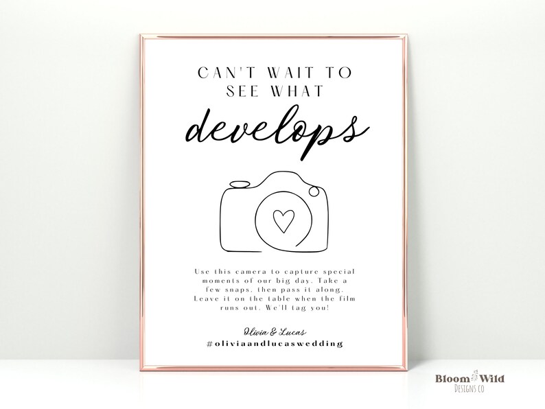 Modern Disposable Camera Sign Wedding I Spy Wedding Game - Etsy