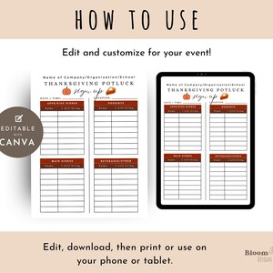 Sign up Potluck Template, Canva Thanksgiving Potluck Sign up Form ...
