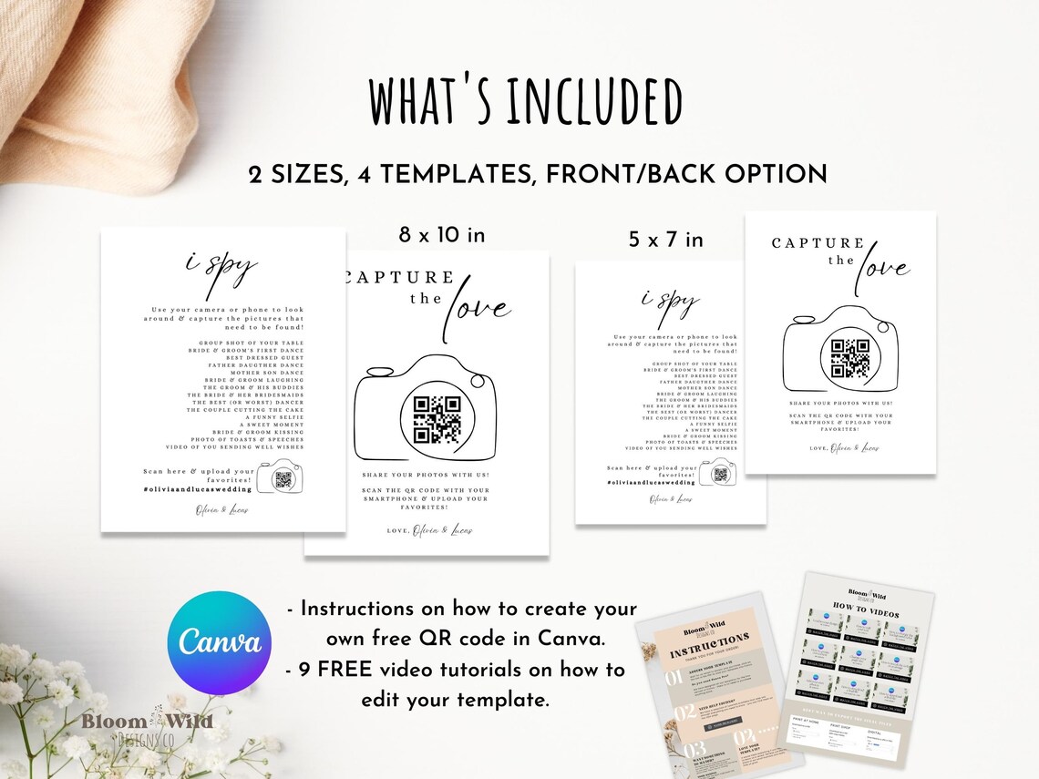 I Spy Wedding Photo Game Template Capture the Love Qr Code - Etsy