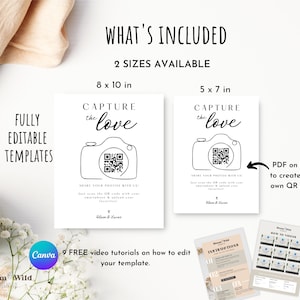 Capture the Love Sign Template, QR Code for Photo Sharing, Minimalist ...