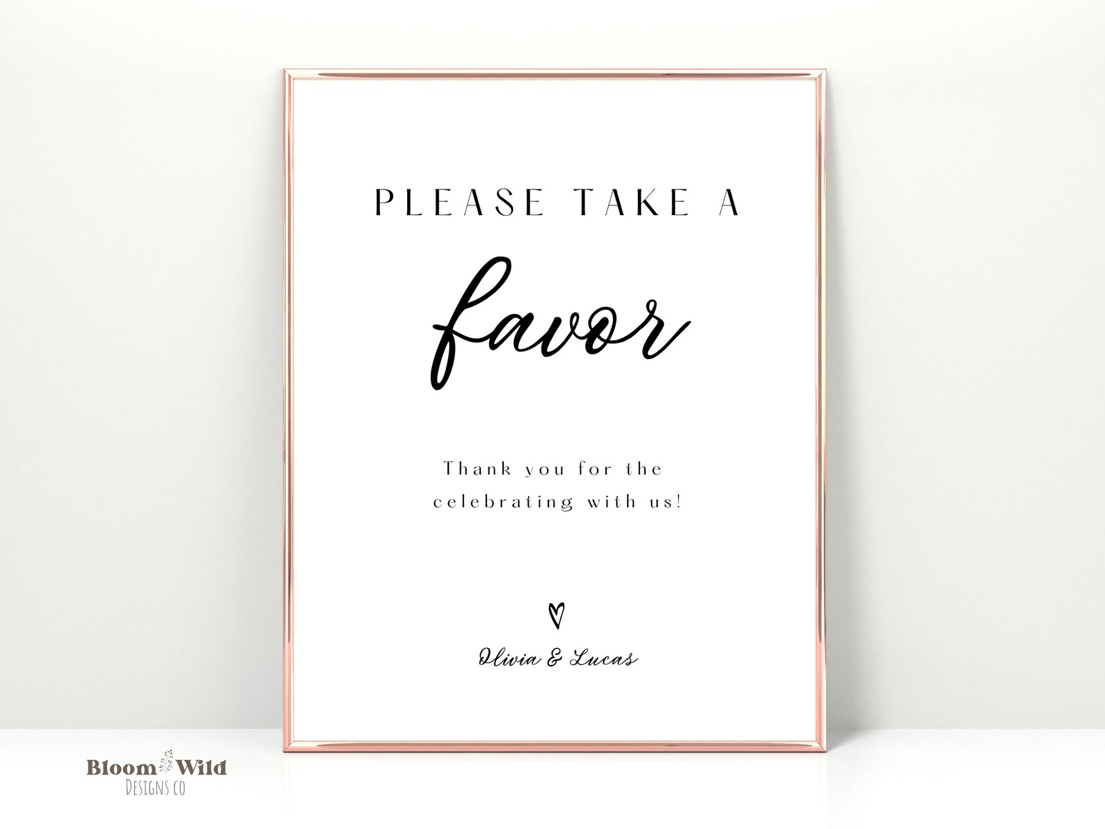 Favors Please Take One Sign Canva, Wedding Favor Sign Template ...