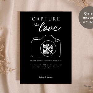 Capture the Love Sign Canva Template, Modern Black Capture the Love QR ...