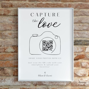 Capture the Love Sign Template, QR Code for Photo Sharing, Minimalist ...
