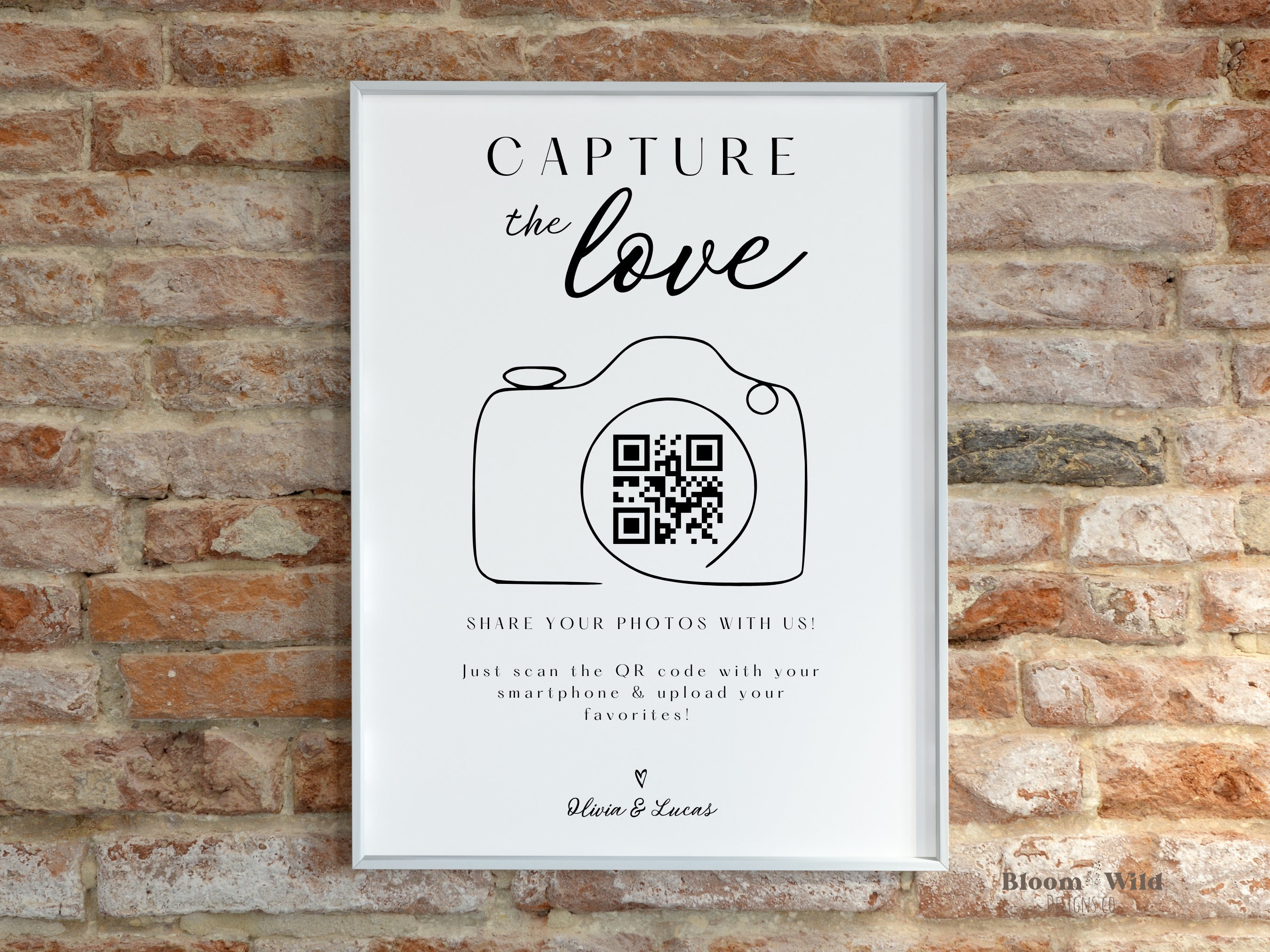 Capture the Love Sign Template, QR Code for Photo Sharing, Minimalist ...