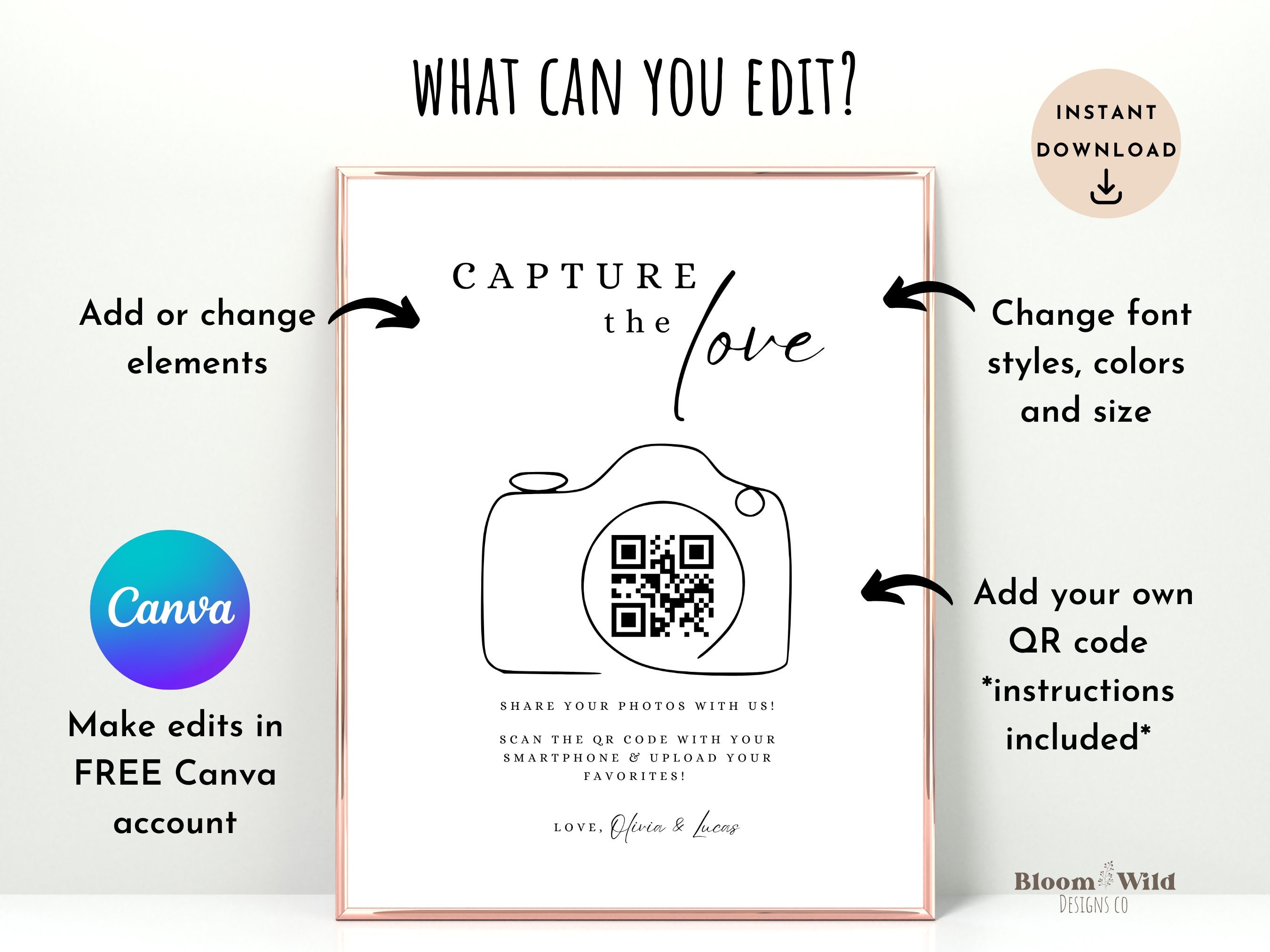 Código QR para compartir fotos de bodas, señal con código QR Capture ...