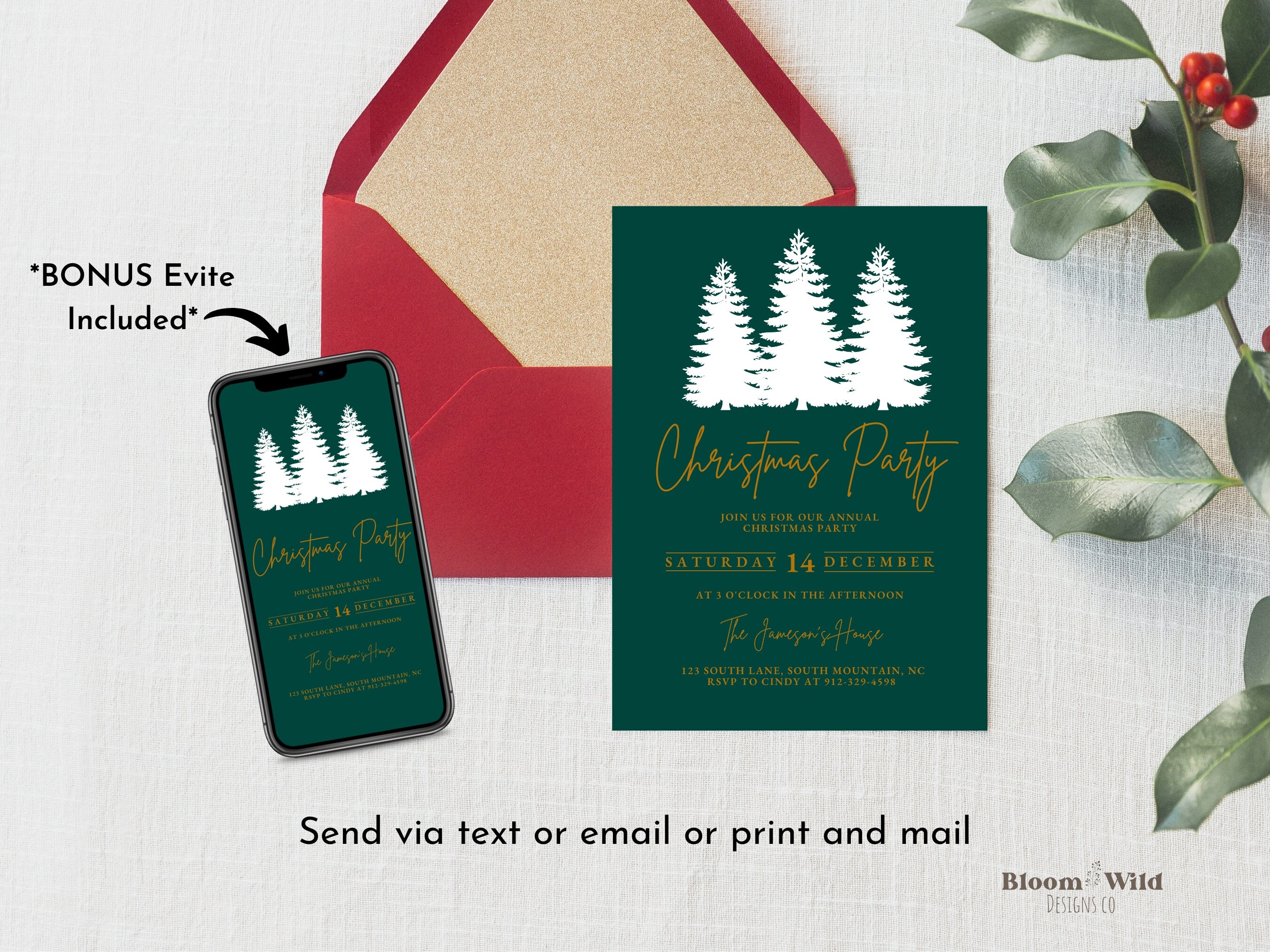 Minimalist Christmas Party Invitation Business Christmas - Etsy