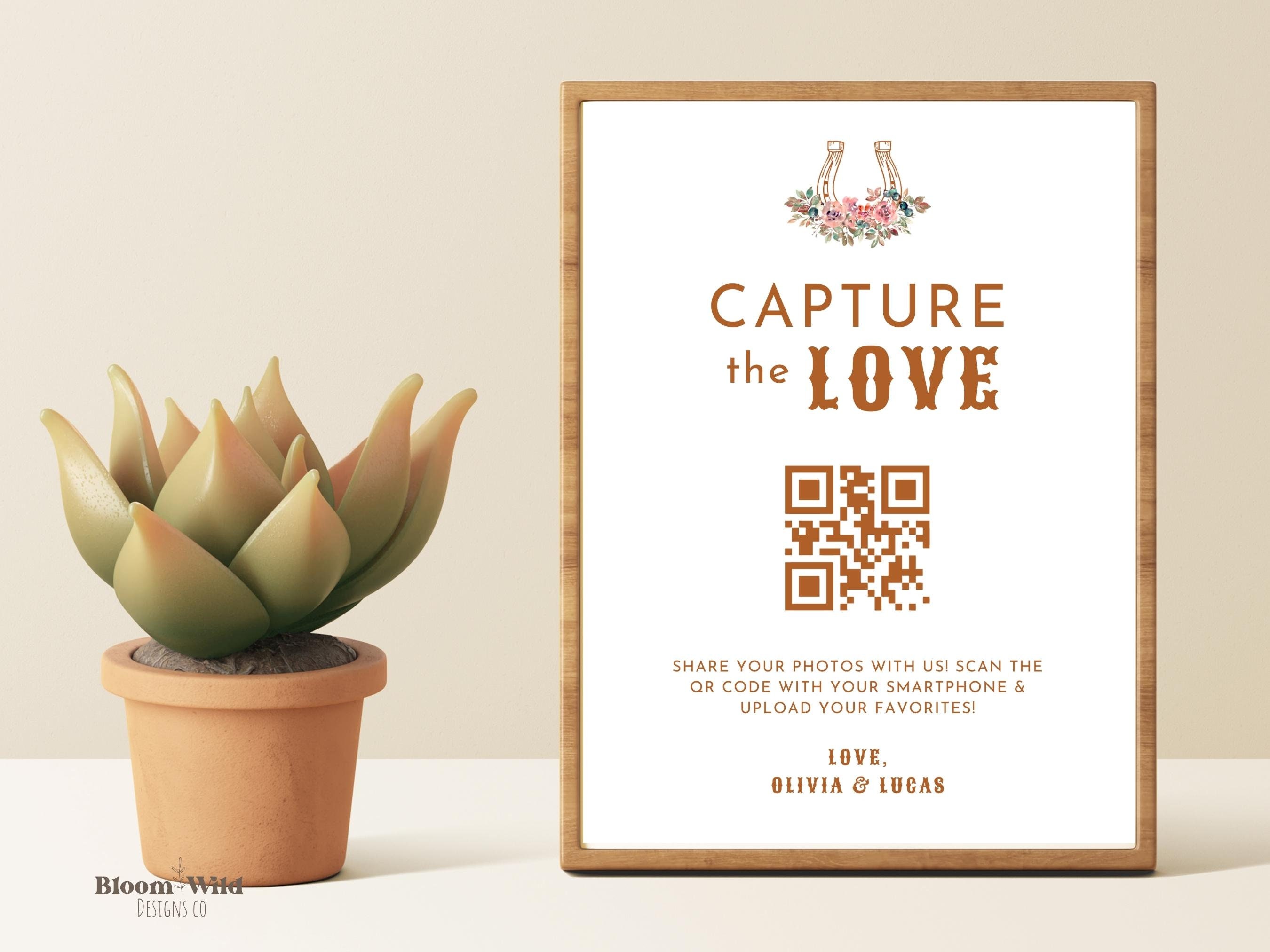 Cowboy Wedding QR Code for Photo Sharing Template Western - Etsy