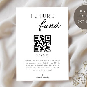 Future Fund Venmo Sign, Wedding Wishing Well With QR Code Canva, Couple ...