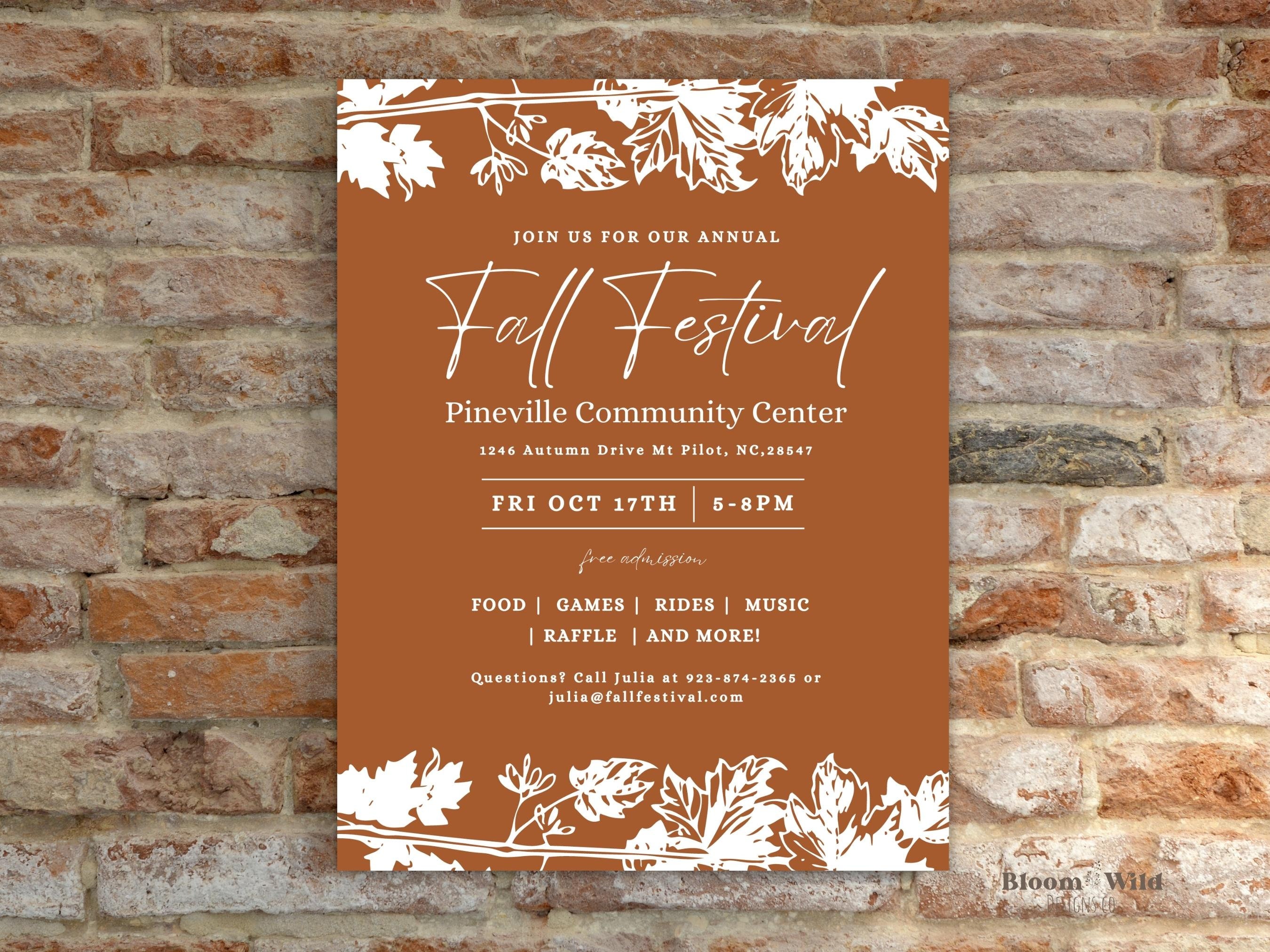 Flyer for A Fall Festival Fall Festival Invitation Template - Etsy