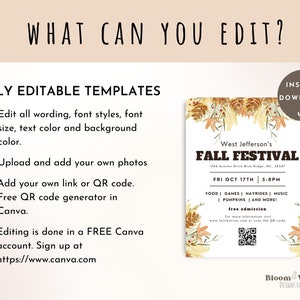 Fall Festival Flyer Canva, Editable Fall Festival Invitation, Harvest ...