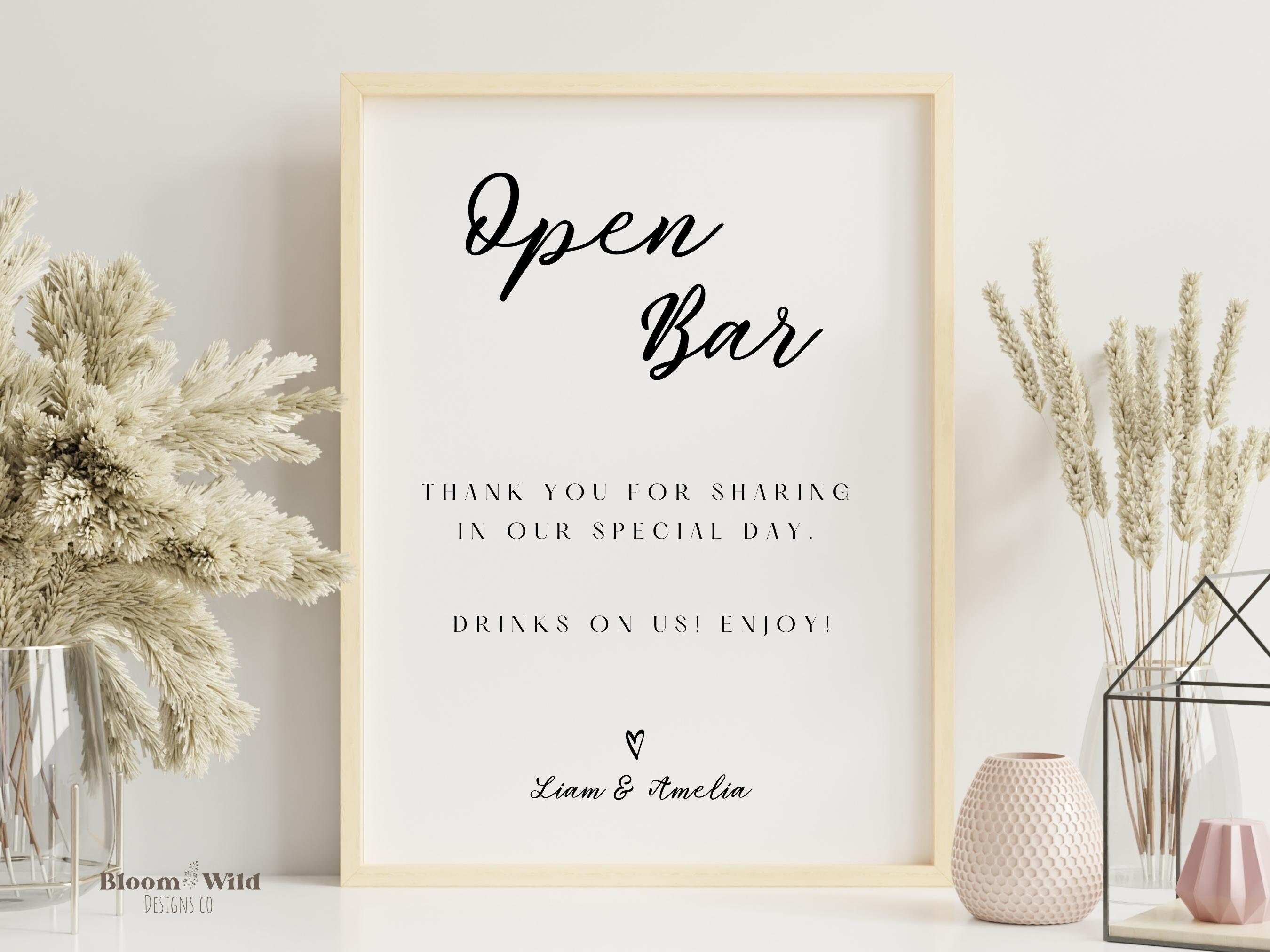 Open Bar Sign Template Open Bar Sign Printable Wedding Bar - Etsy