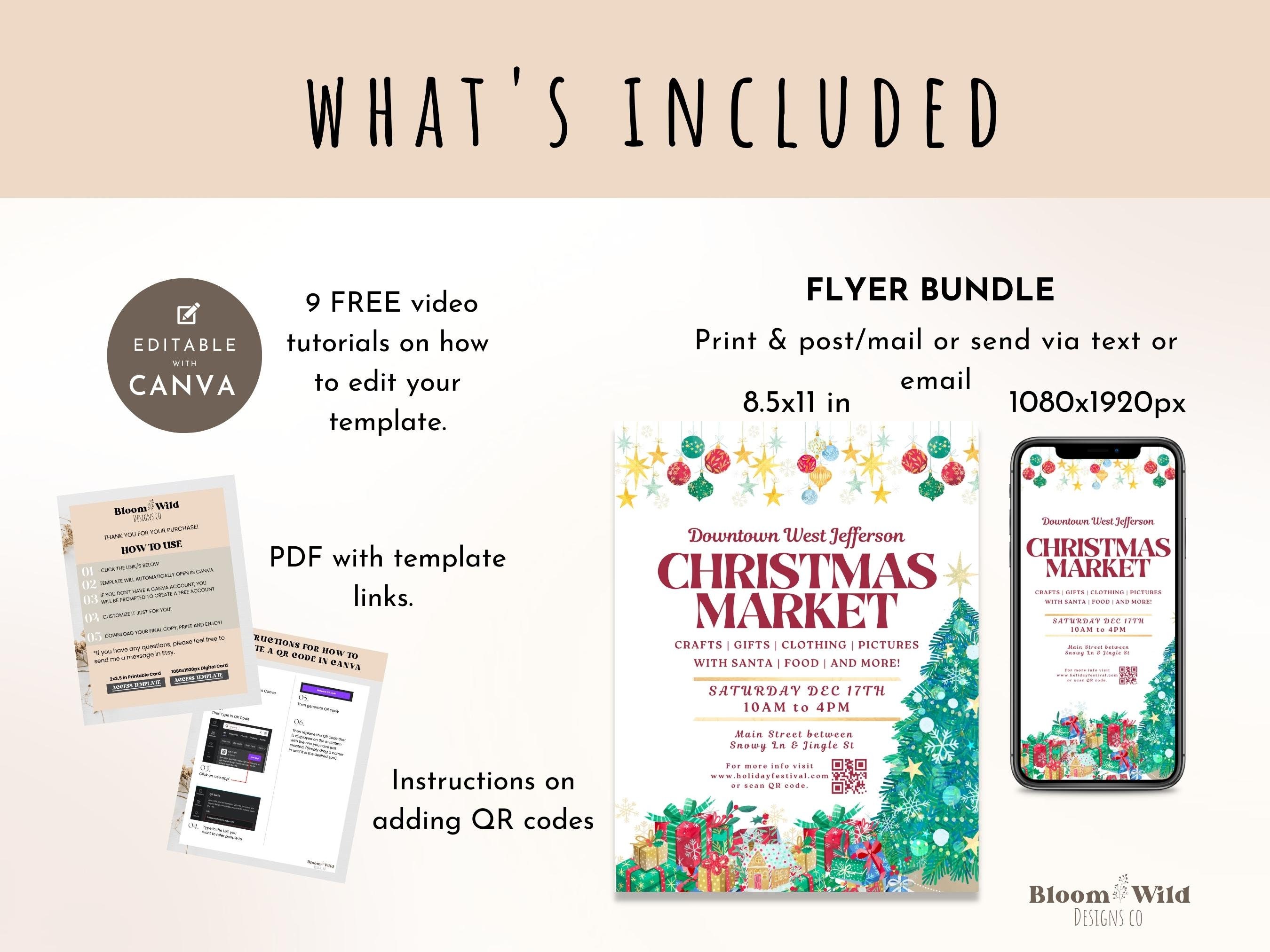 Digital Download Christmas Holiday Market, Christmas Festival Flyer ...