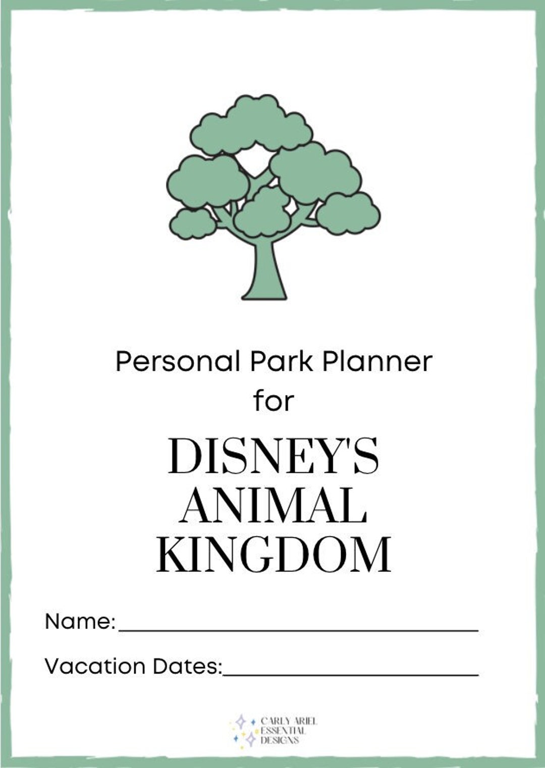 Printable Personal Theme Park Planner for Your Magical Vacation DAK - Etsy