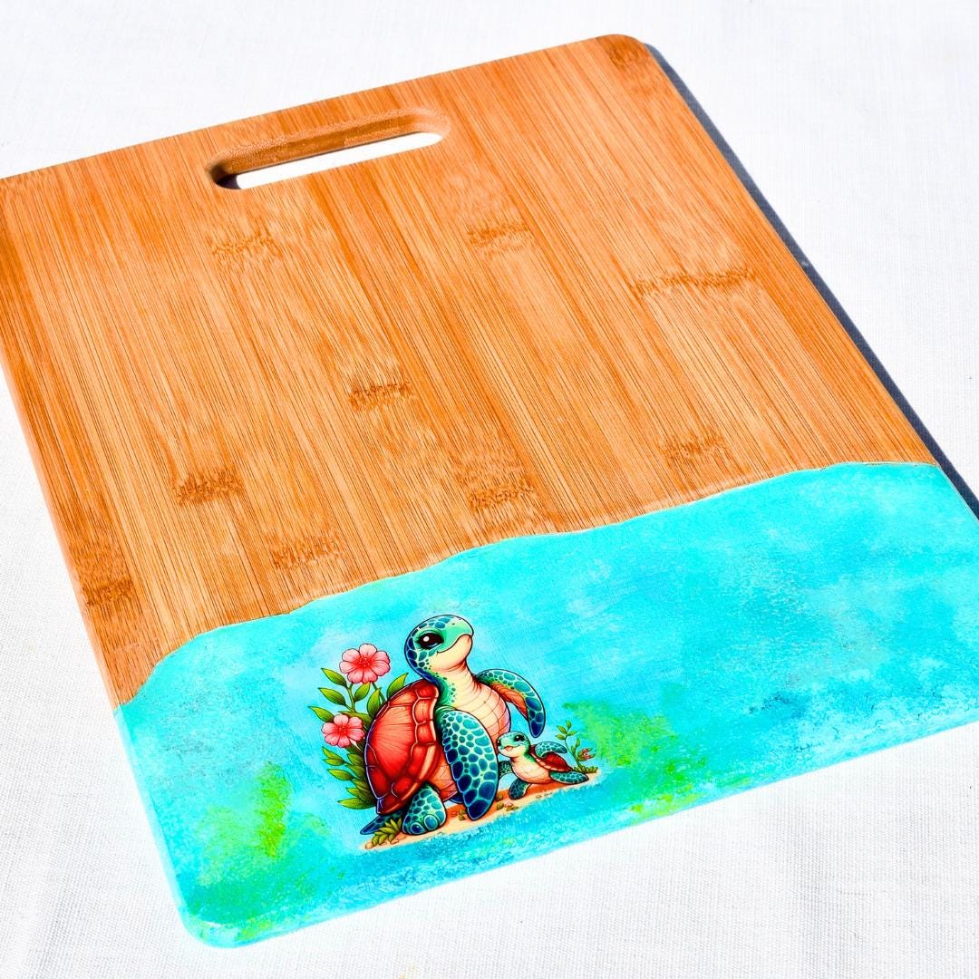 Sea Turtle Charcuterie Board Gift Set, Bamboo Sea Turtle Board W ...