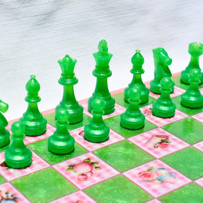 Pink and Green Chess Set, Sorority Chess Set, Chess Set for Her ...