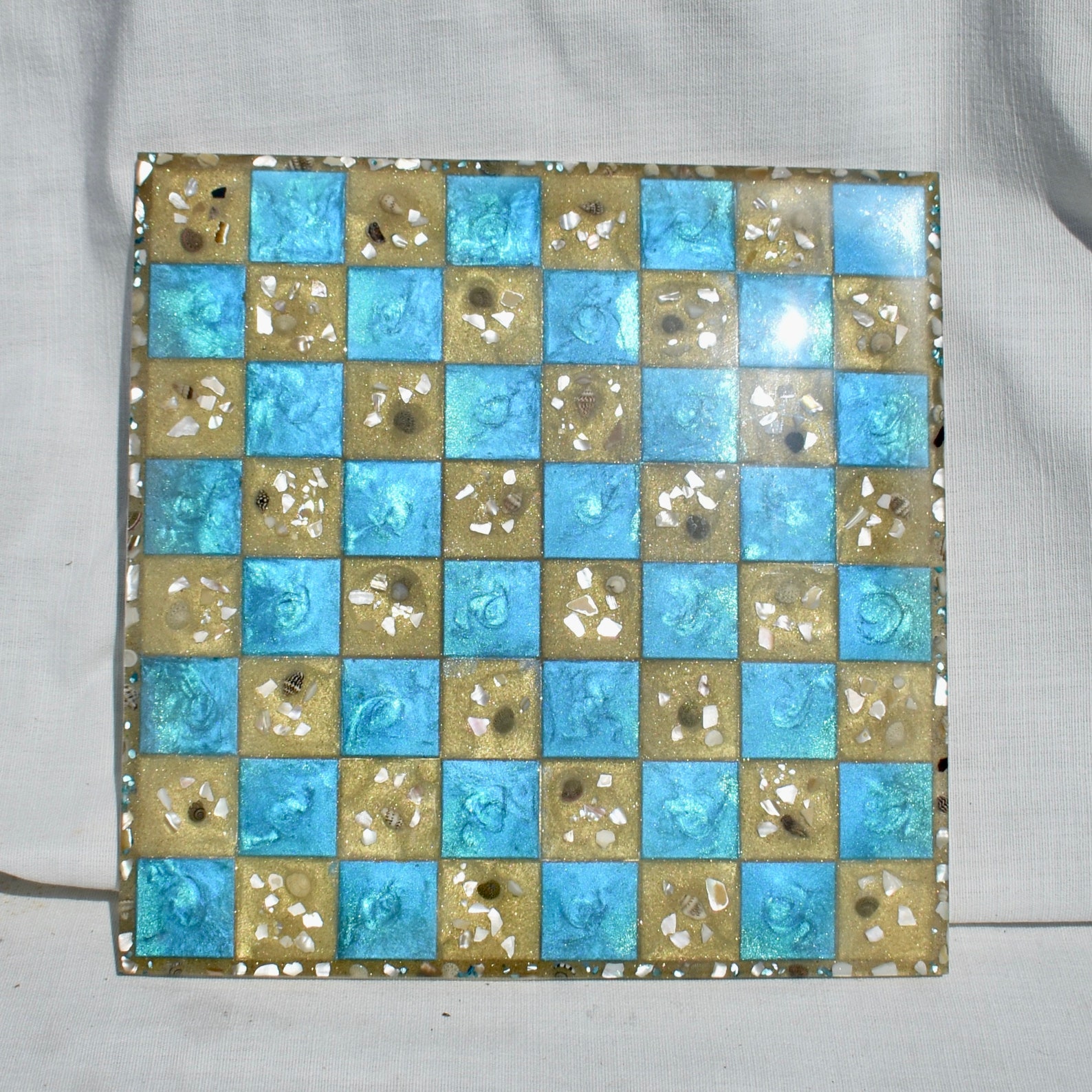 Seashell Chess/checkers Board • Ocean Themed Chess/checkers Board ...