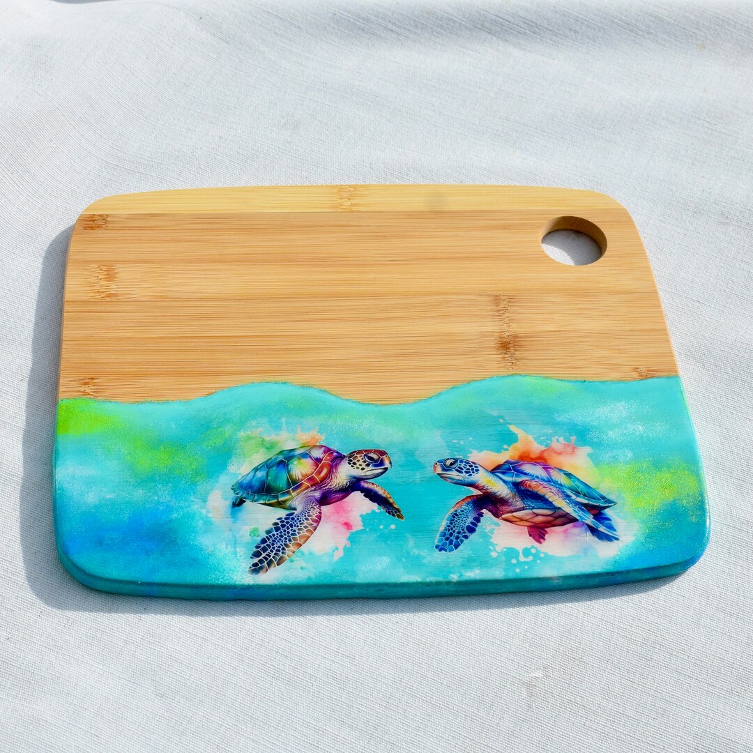 Sea Turtle Charcuterie Board Gift • Bamboo Sea Turtle Serving Board ...