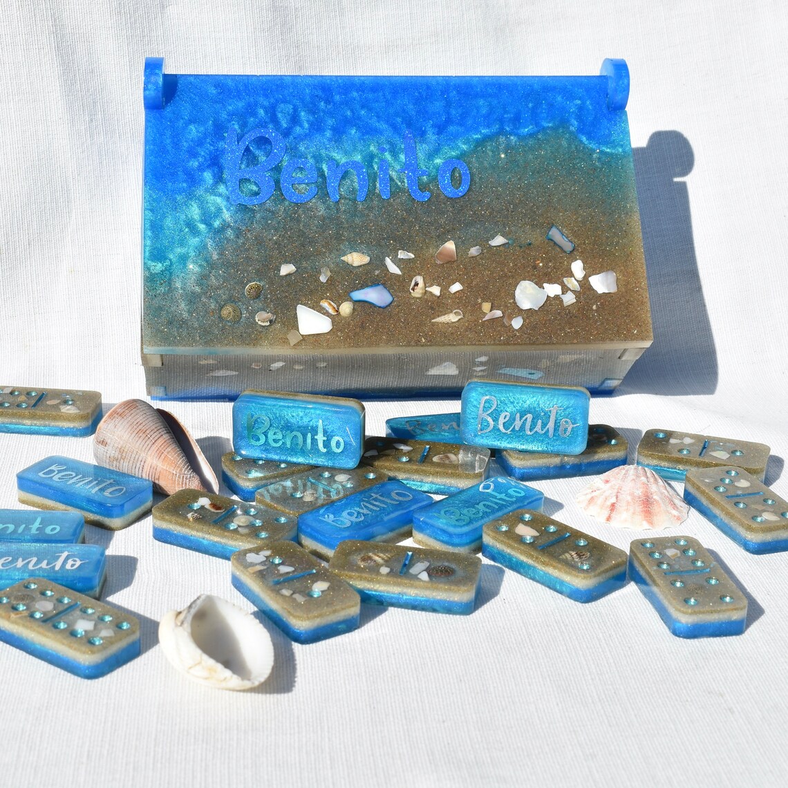 Personalized Beach Dominoes Set • Beach Themed Domino Set • Seashell ...