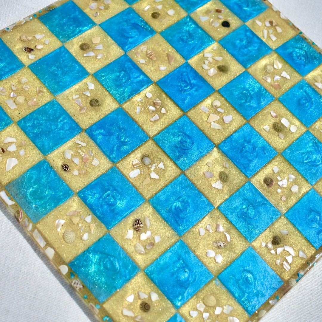 Seashell Chess/checkers Board • Ocean Themed Chess/checkers Board ...
