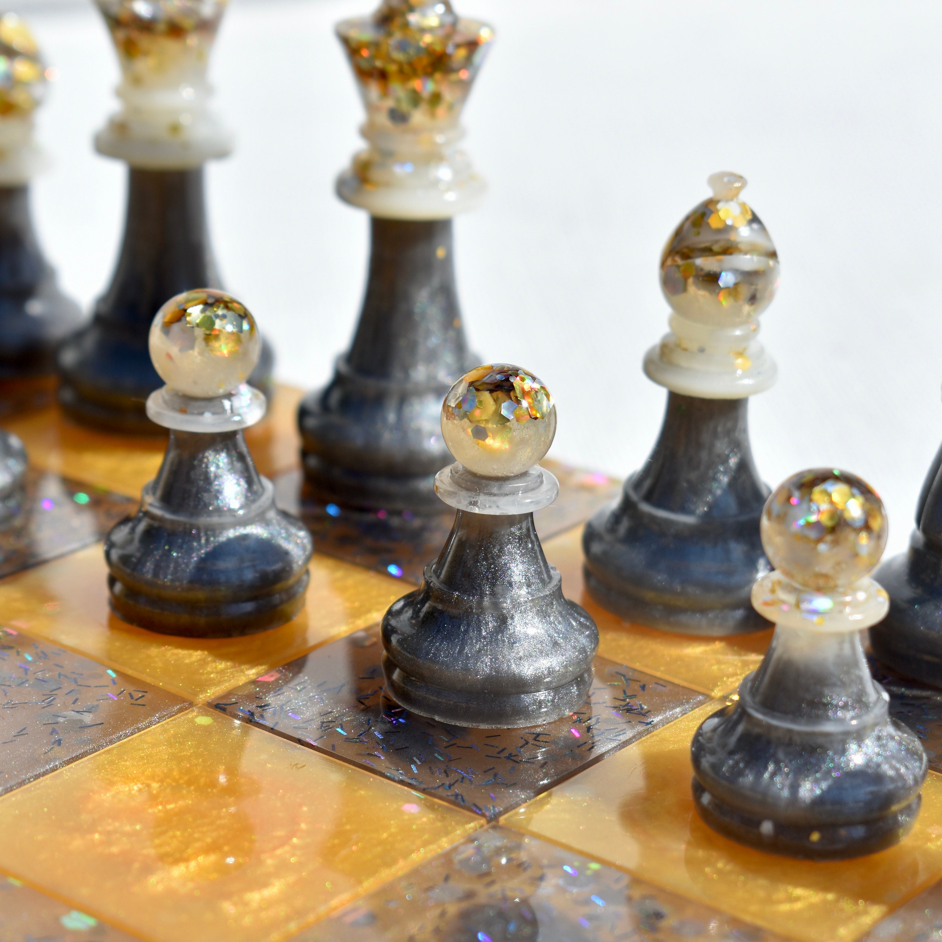 Customizable Chess/checkers Set Board Game • Silver & Gold Chess ...