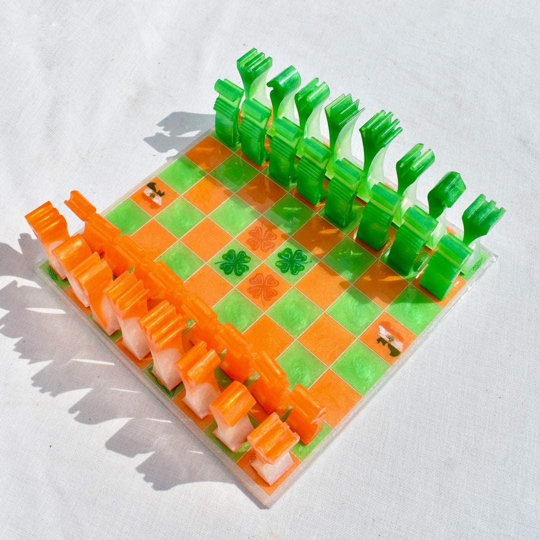 Irish Themed Chess Set Gift • St. Patrick’s Chess Set • Irish Tri-color ...