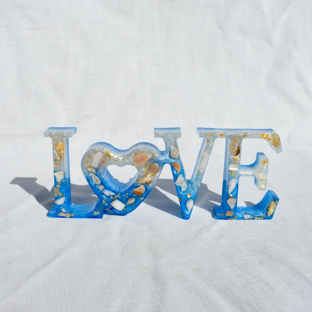 Beach Themed Resin Word Art “LOVE” Decor • Resin Love Sign • Custom ...