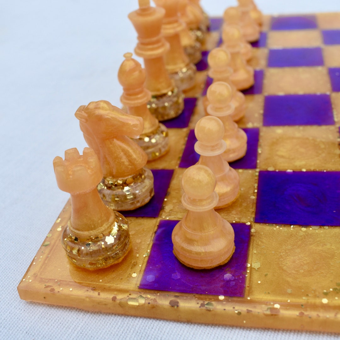 Purple Gold Chess & Checkers Set • Gift for Dad • Custom Purple Gold ...