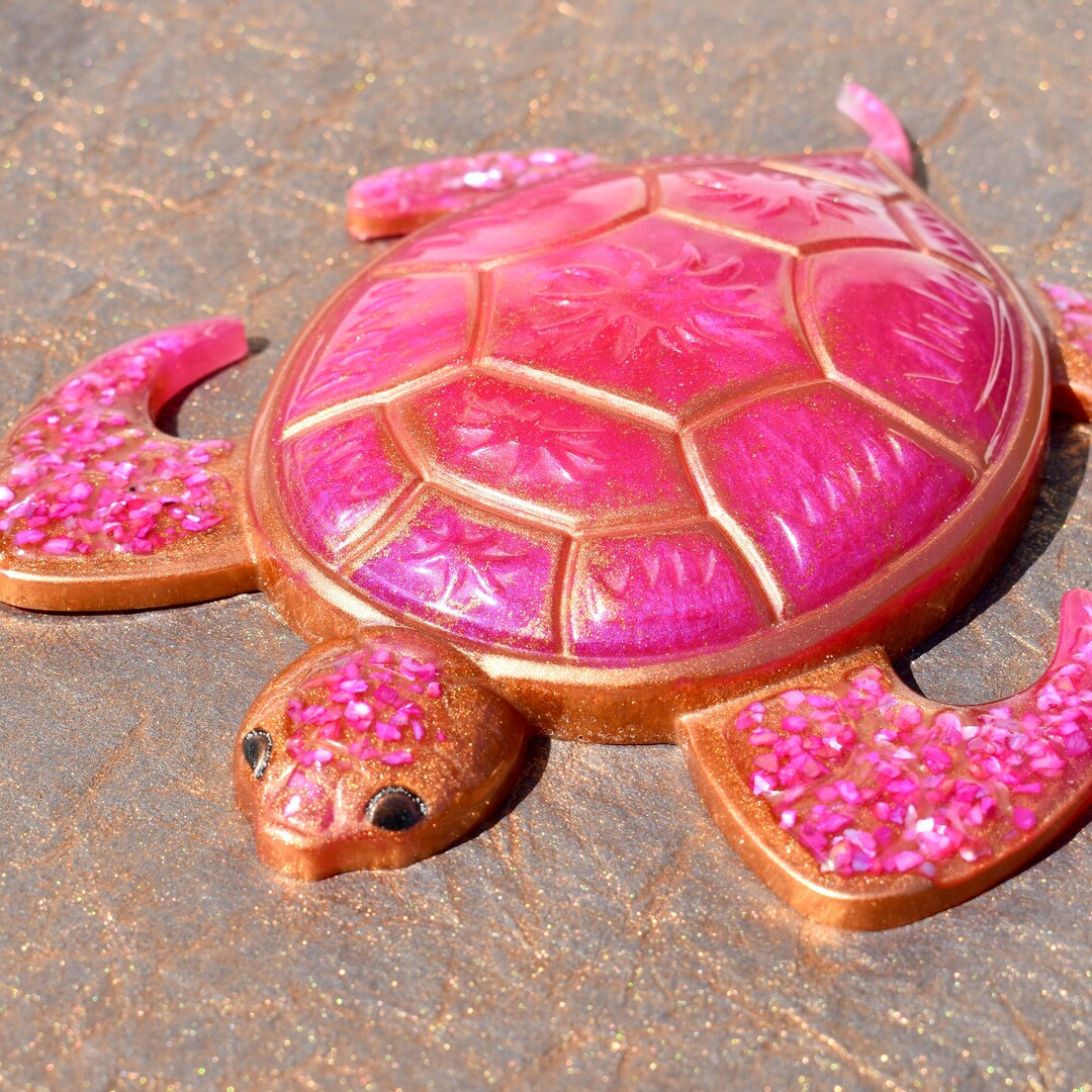 Pink Sea Turtle Figurine • Sea Turtle Statuette • Sea Turtle Decor ...