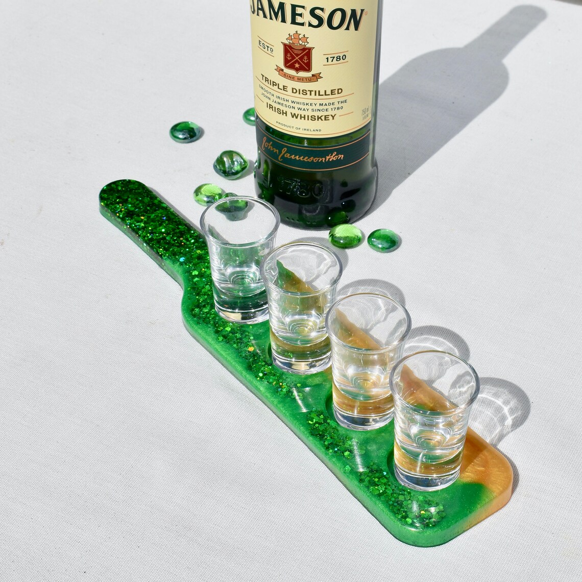 Irish Themed Shot Glass Paddle • St. Patrick's Beer Flight Paddle ...