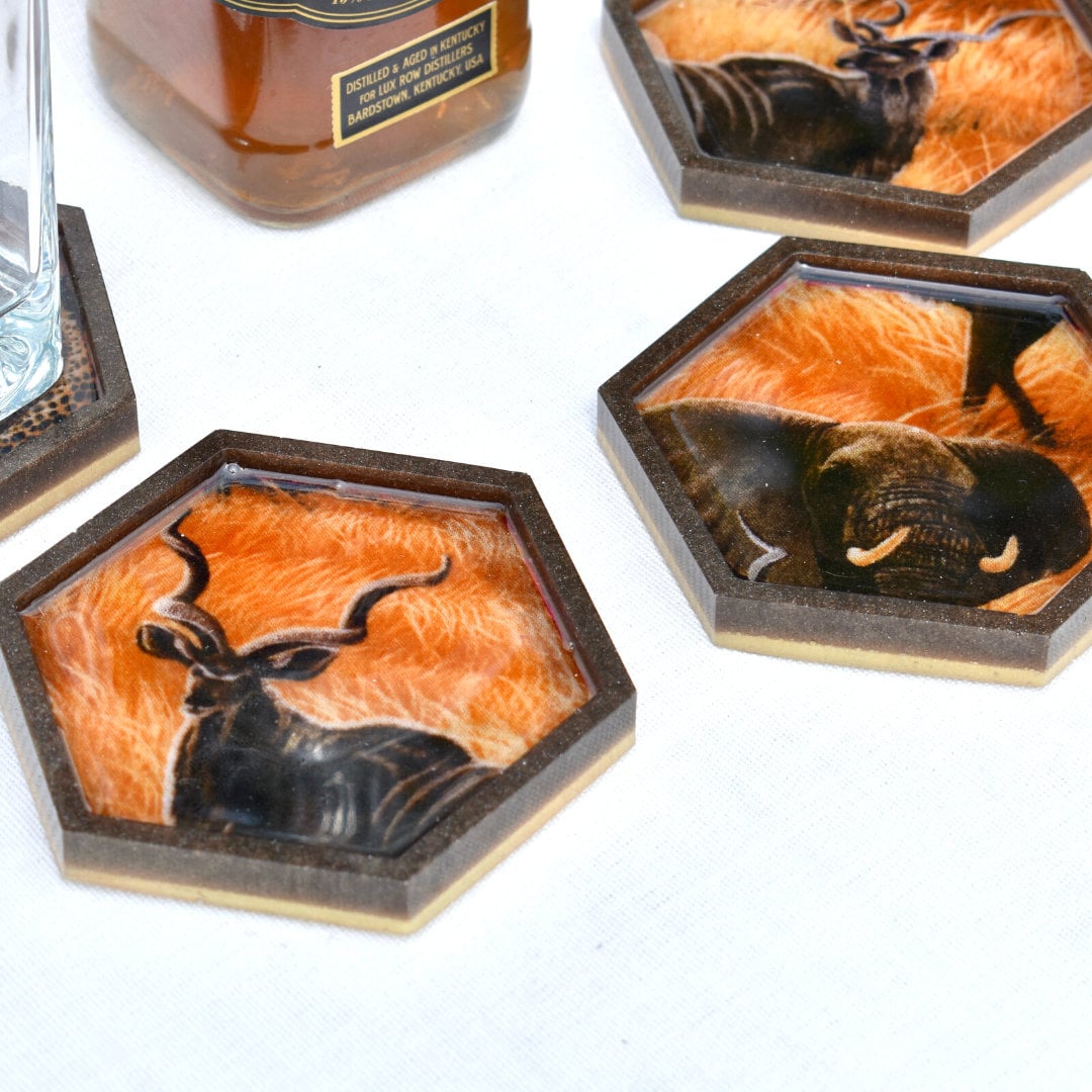 Hunter Coasters Gift • Hunting Coaster Set • Cabin Décor • Wildlife ...