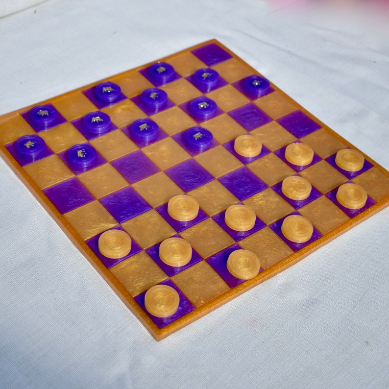 Custom Purple & Gold Chess/checker Board Game Set - Etsy