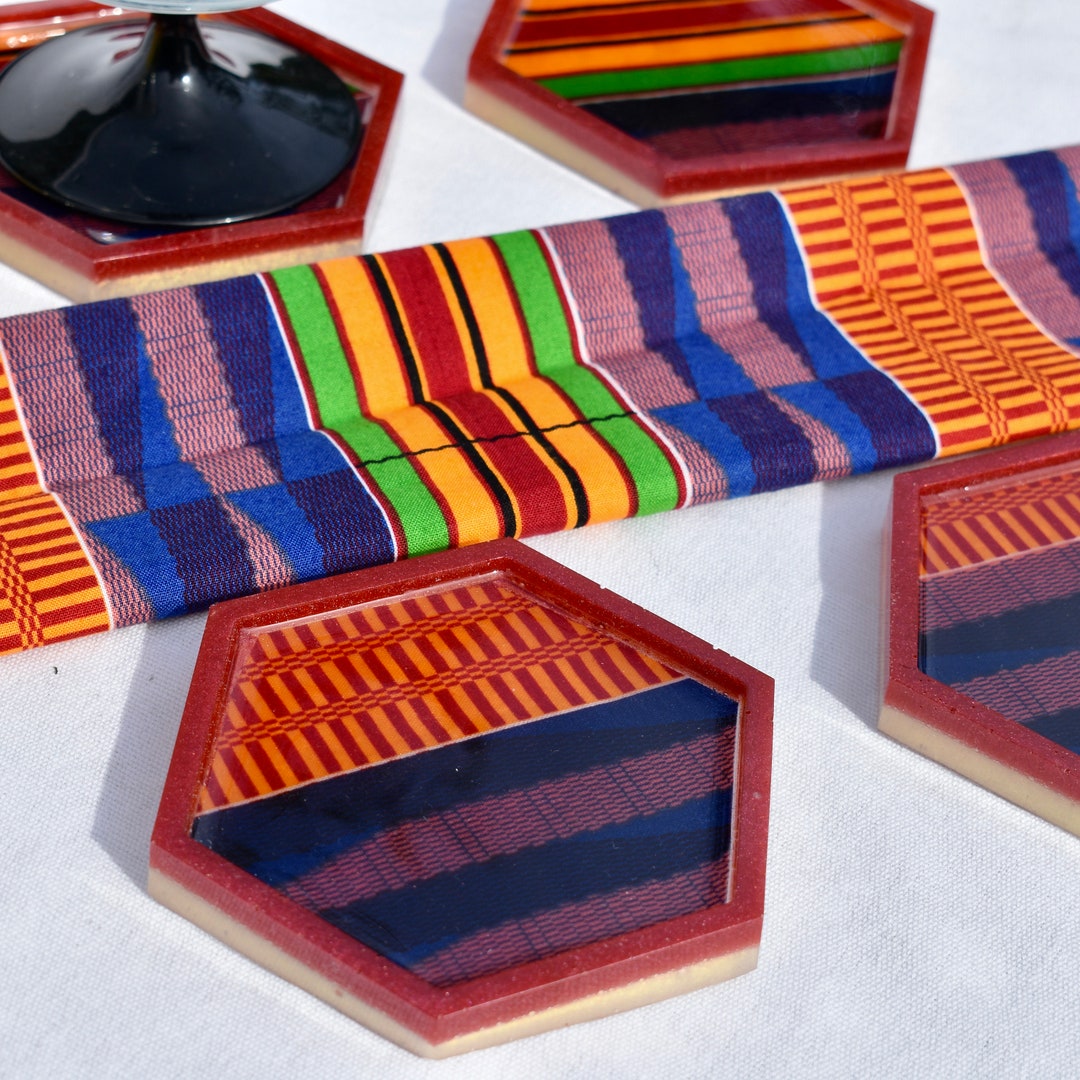 Kente Print Coasters • Kente Décor • African Inspired Coasters • Drink ...