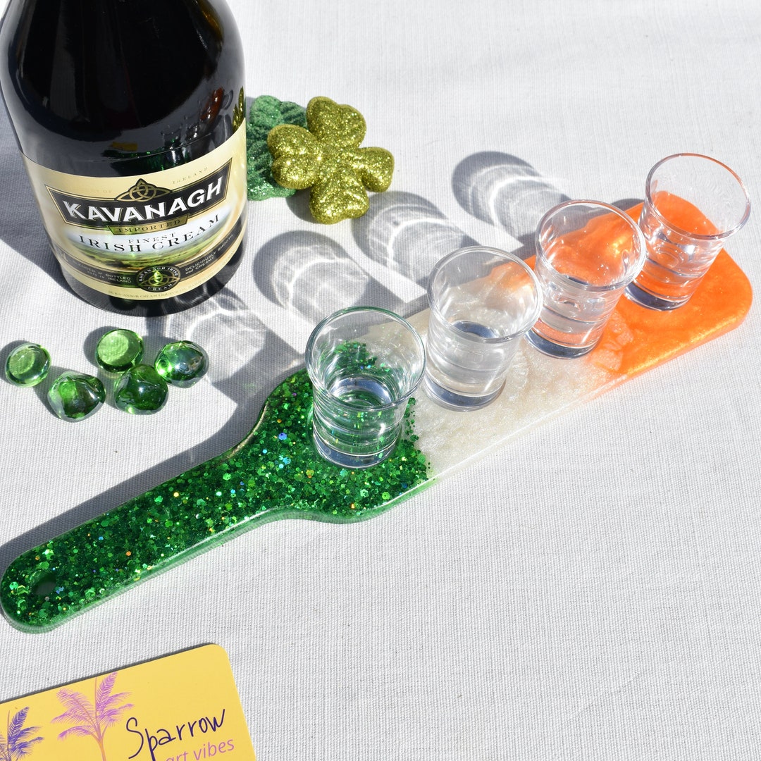 Irish Themed Tri-color Shot Glass Paddle • Green • White • Orange Shot ...