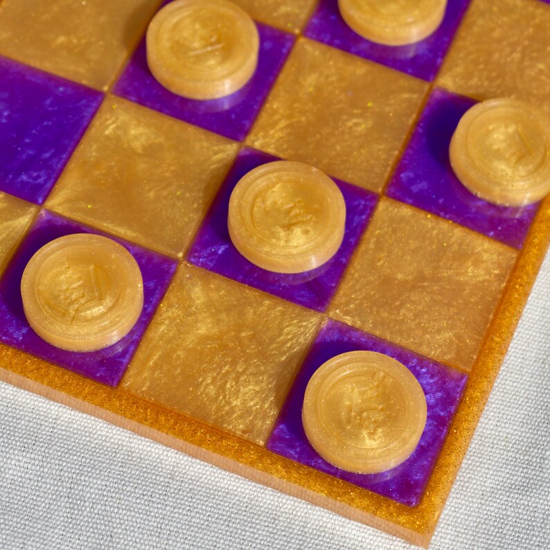 Custom Purple & Gold Chess/checker Board Game Set - Etsy