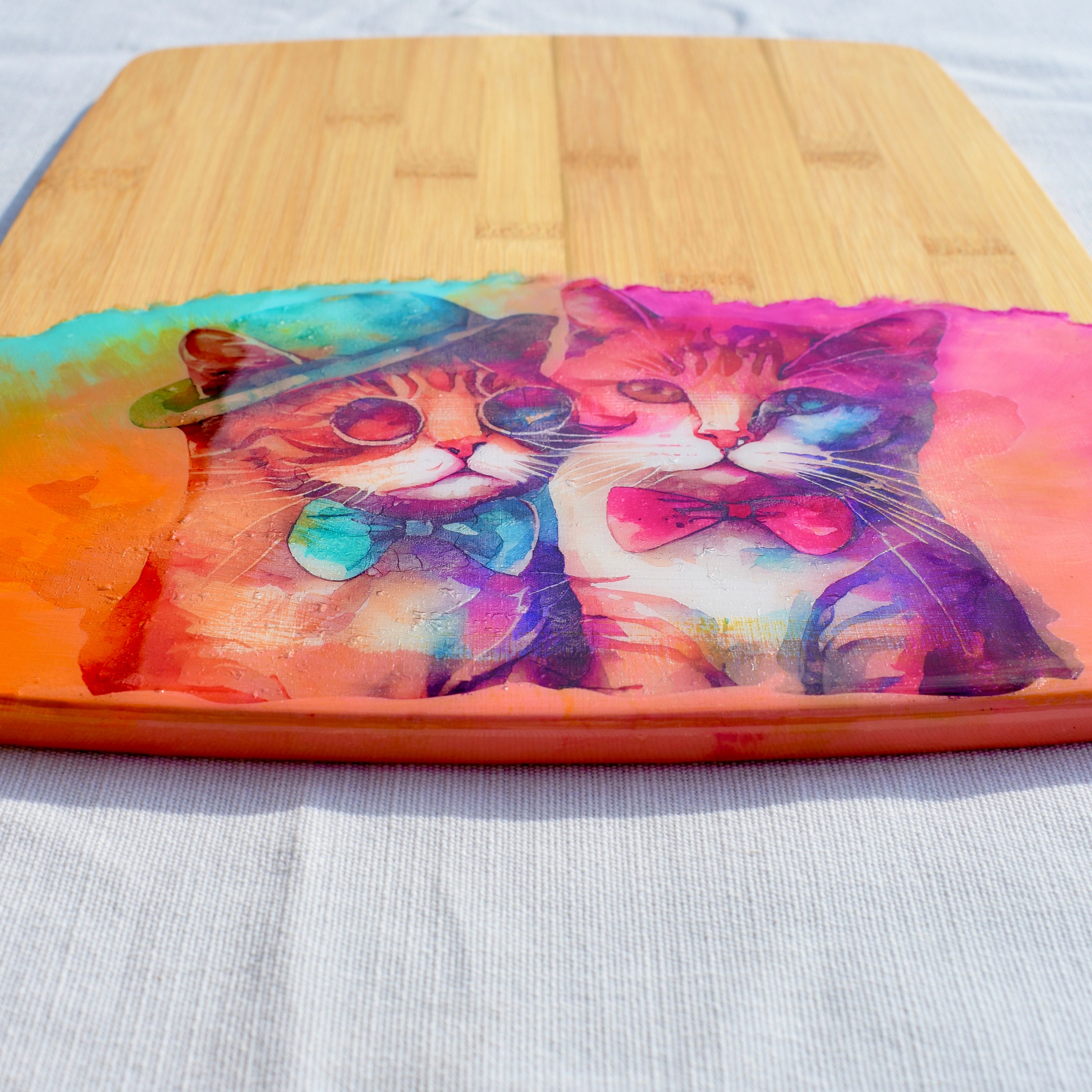 Cool Cat Couple Charcuterie Board-cutting Board Cat Inspired ...