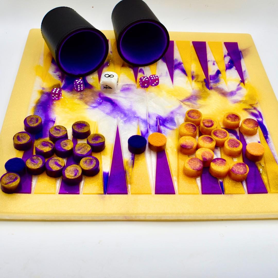 Purple & Gold Backgammon Set, Fraternity Gift, Engraved Backgammon Set ...