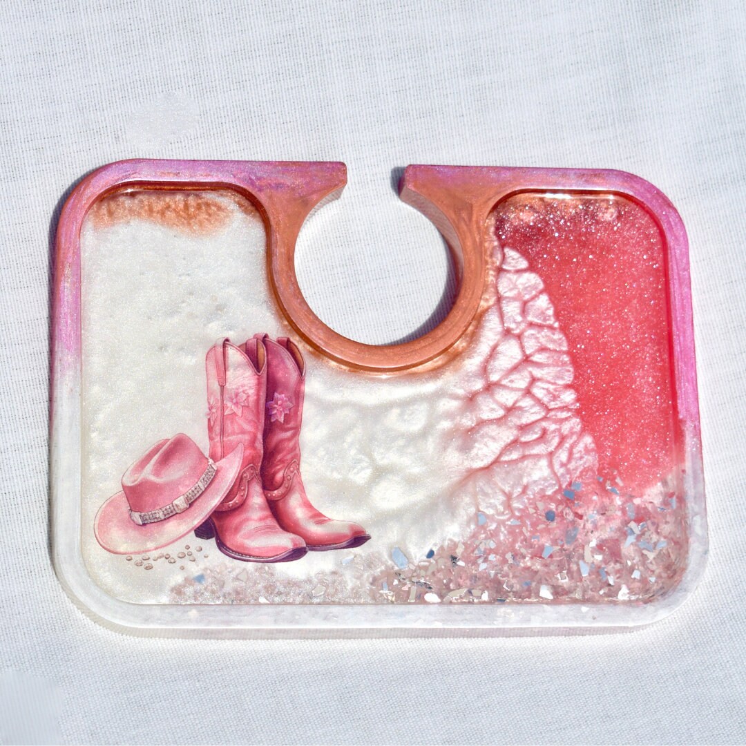 Western Boots Snack Tray • Cowgirl Gift • Appetizer Plate W Wine Holder ...