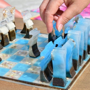 Beach Themed Chess Set Ocean Themed Gifts Chess Gifts Epoxy Chess Set ...
