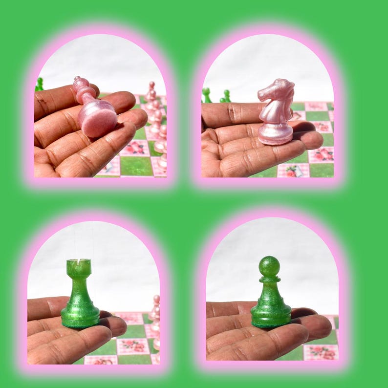 Pink and Green Chess Set, Sorority Chess Set, Chess Set for Her ...