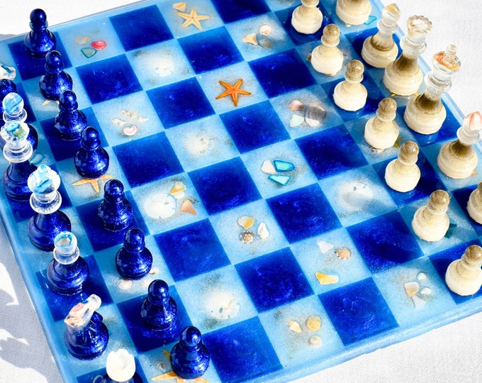 Neptune Chess Set, Customisable Colours pieces Only Neptune. Mermaid ...