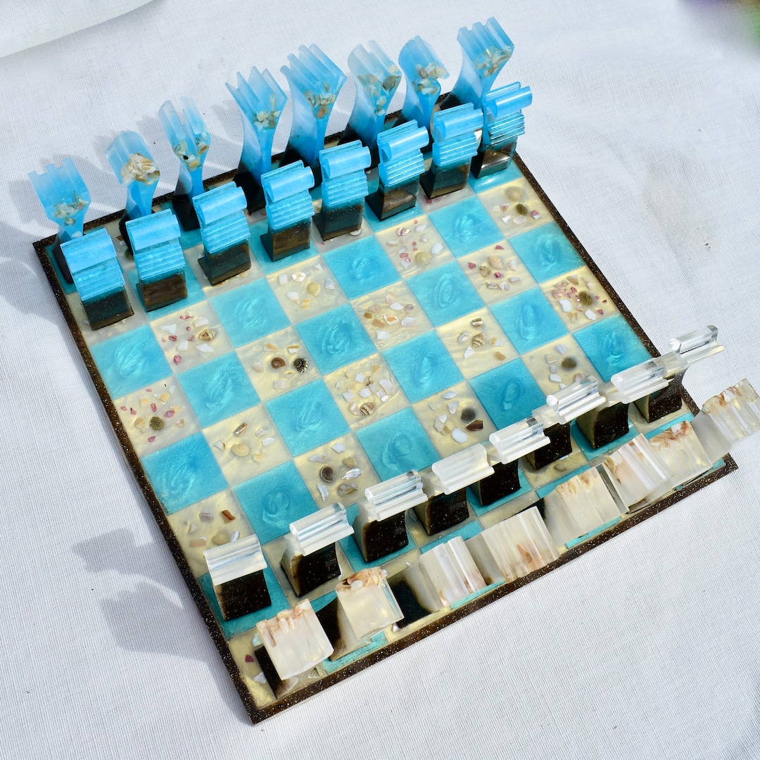 Beach Themed Chess Set Ocean Themed Gifts Chess Gifts Epoxy Chess Set ...