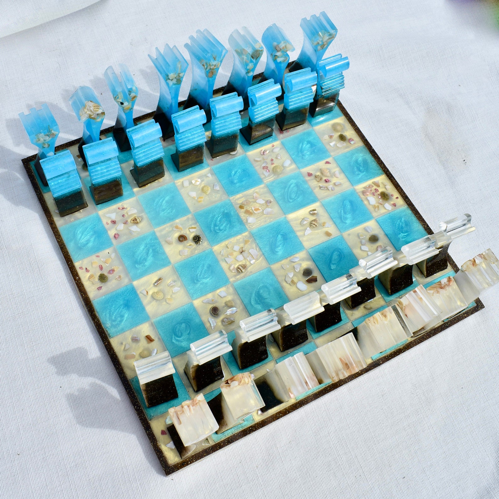 Resin Chess Set Themed Chess Set Beach Themed Chess Set Ocean Themed ...
