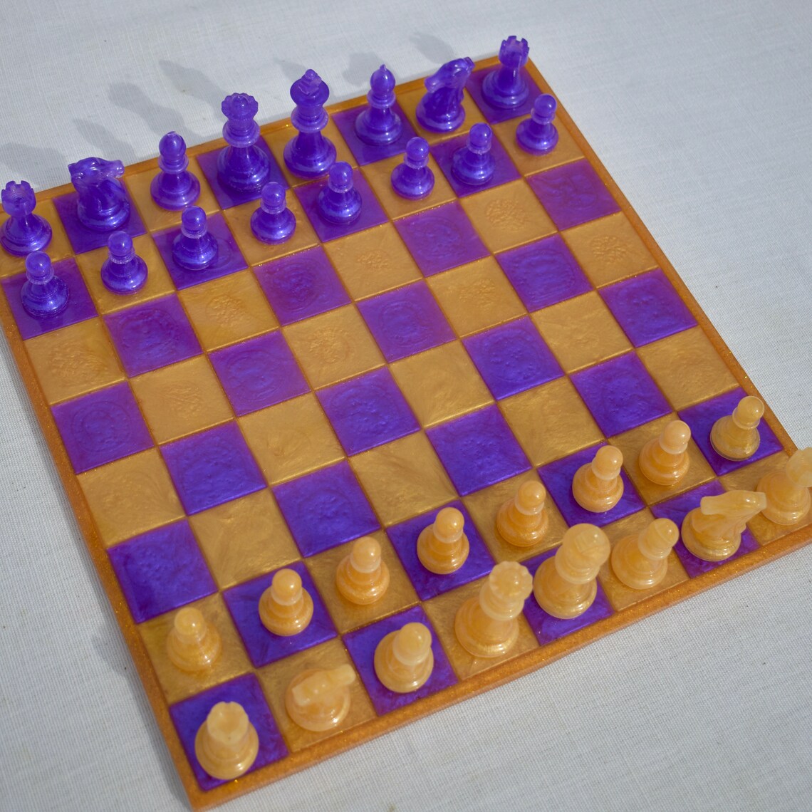Custom Purple & Gold Chess/checker Board Game Set | Etsy