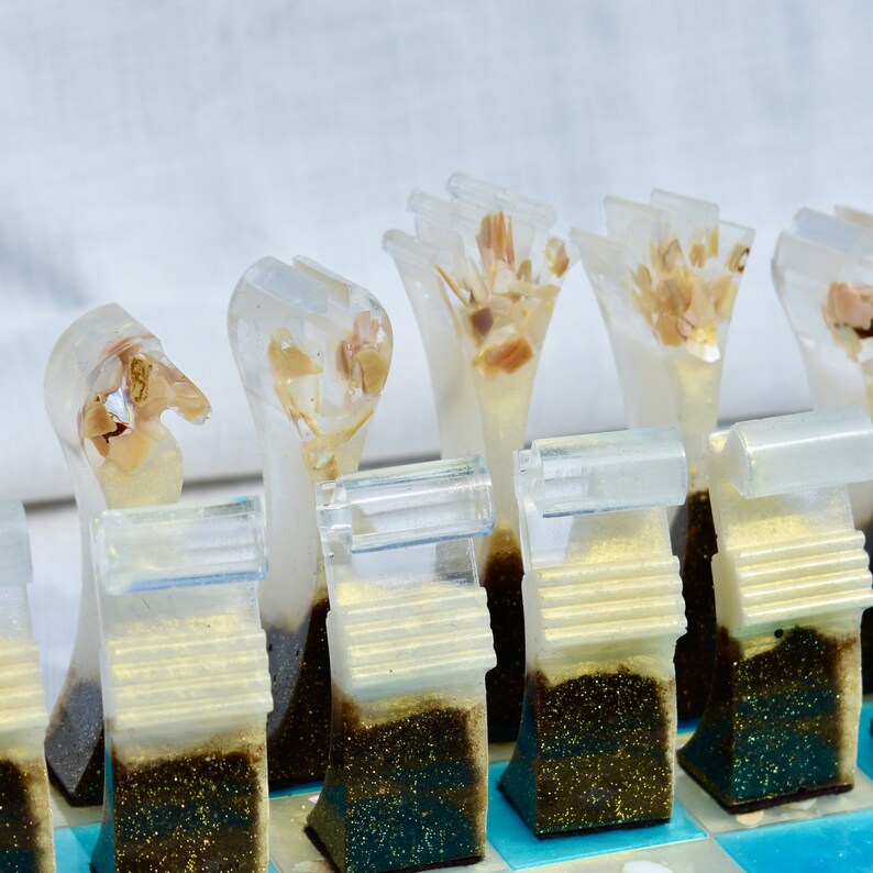 Resin Chess Set Themed Chess Set Beach Themed Chess Set Ocean Themed ...