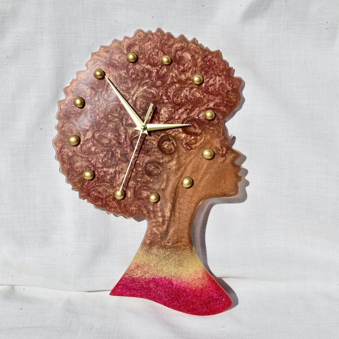Afro Lady Wall Clock • Black Woman Wall Clock • Diva Wall Clock • Black ...