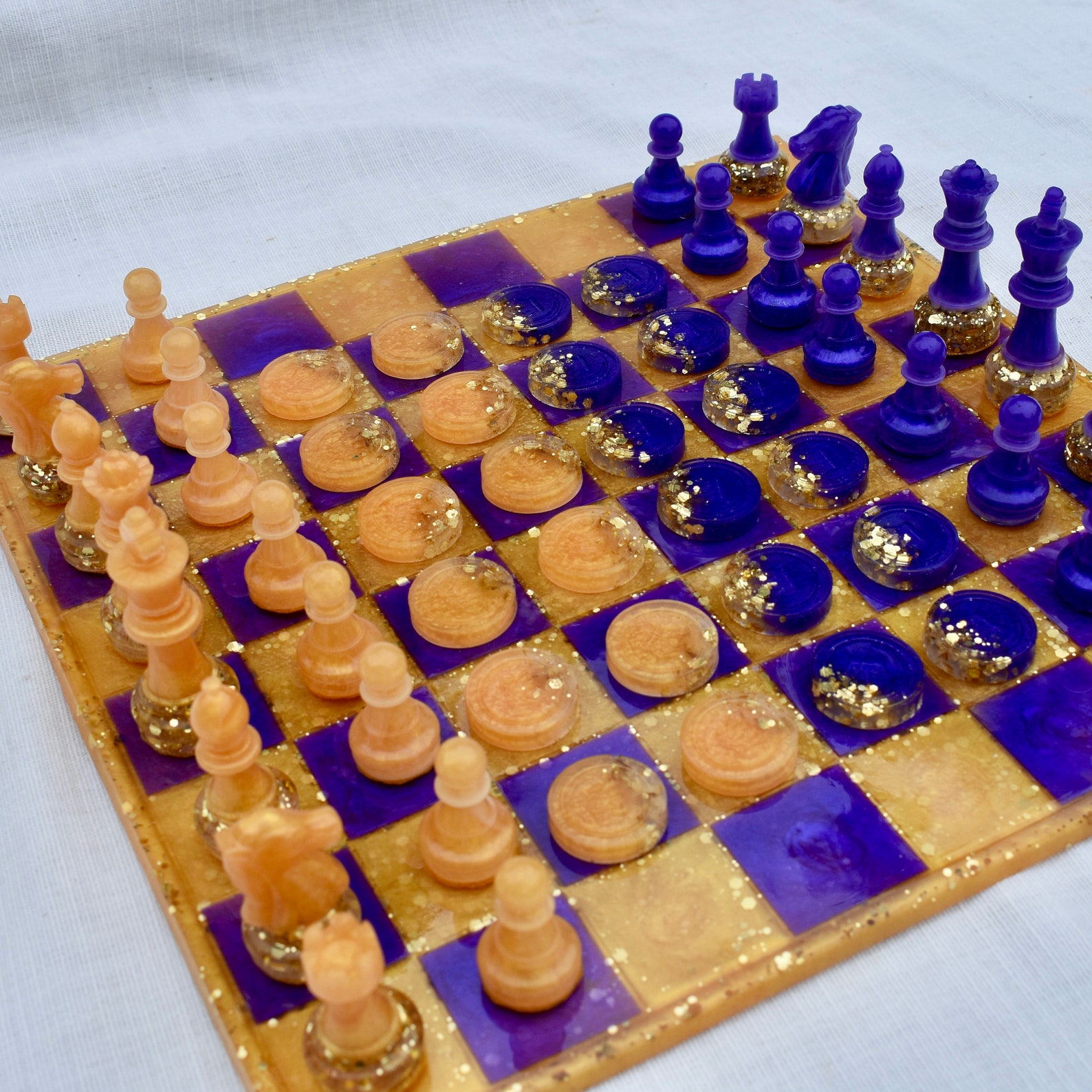 Regal Purple Gold Chess & Checkers Set • Custom Purple Gold Chess ...