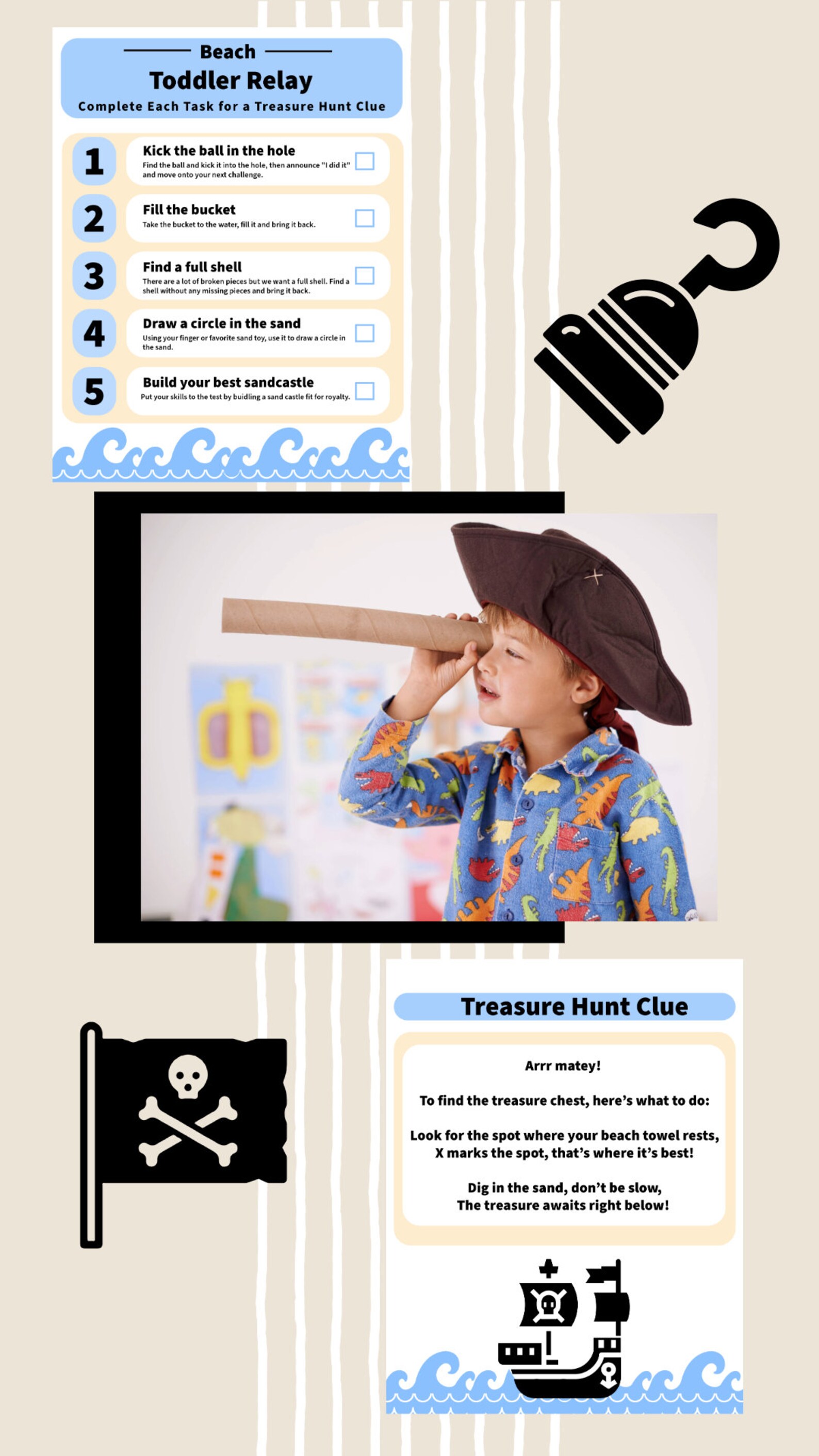 Pirate Treasure Map Digital Download for Toddlers - Beach Race ...