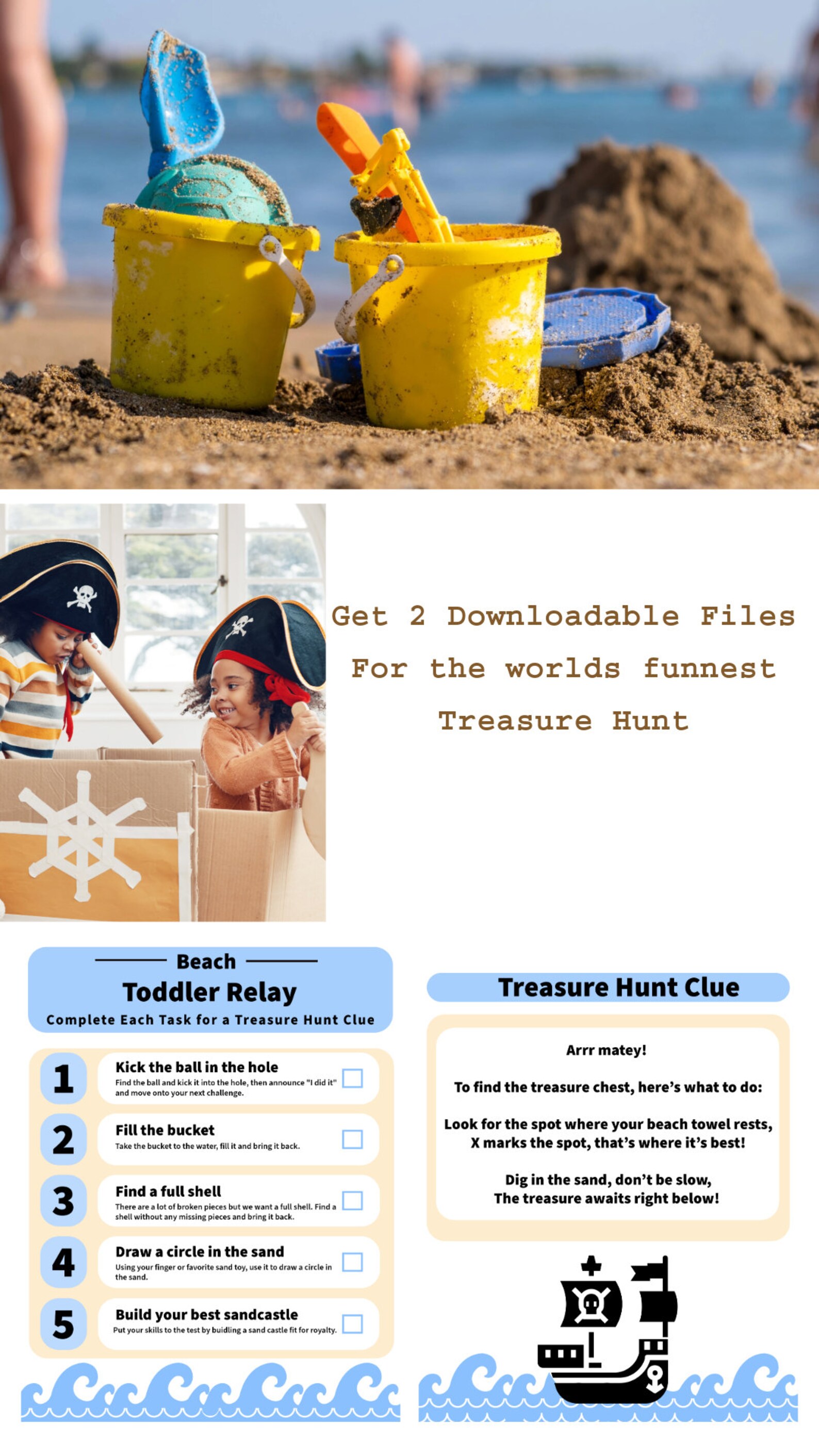 Pirate Treasure Map Digital Download for Toddlers - Beach Race ...