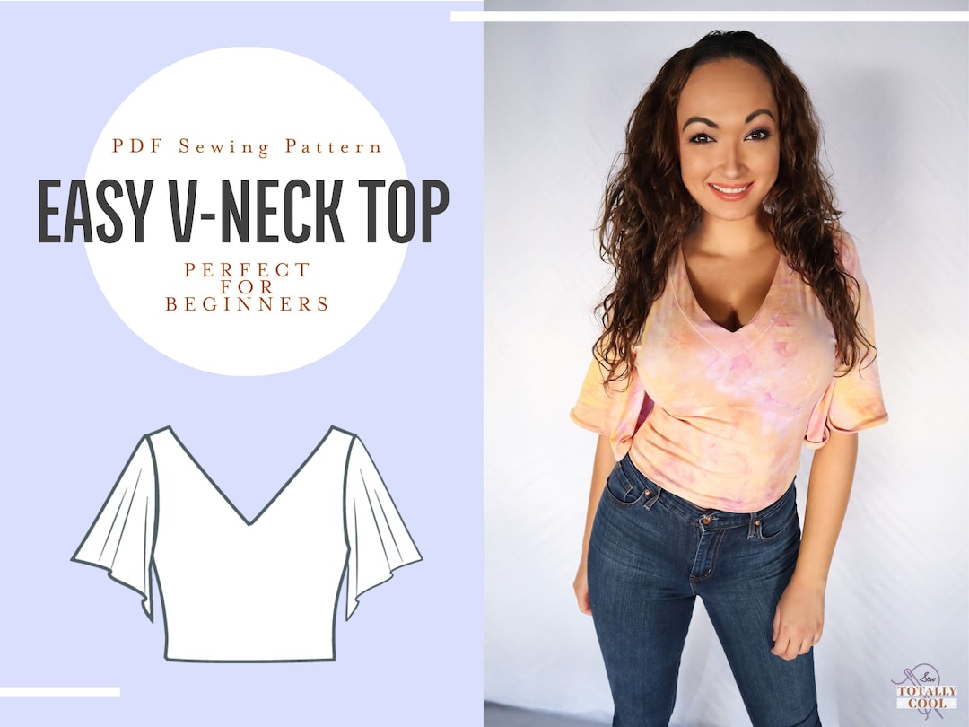 Sewing Pattern V-neck Top, Easy Sewing Pattern for Beginners, PDF ...