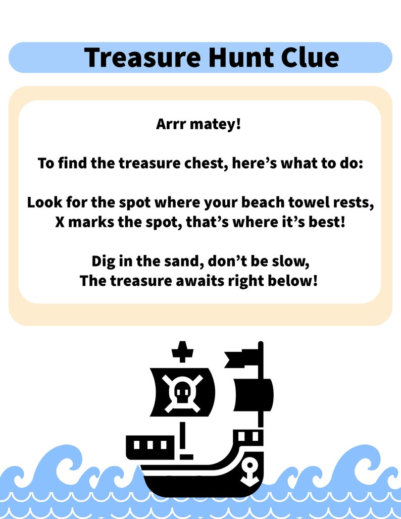 Pirate Treasure Map Digital Download for Toddlers - Beach Race ...